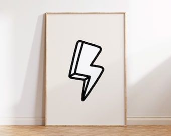 Lightning Bolt Downloadable Print, Boy Nursery Decor, Kids Room, Cream ...