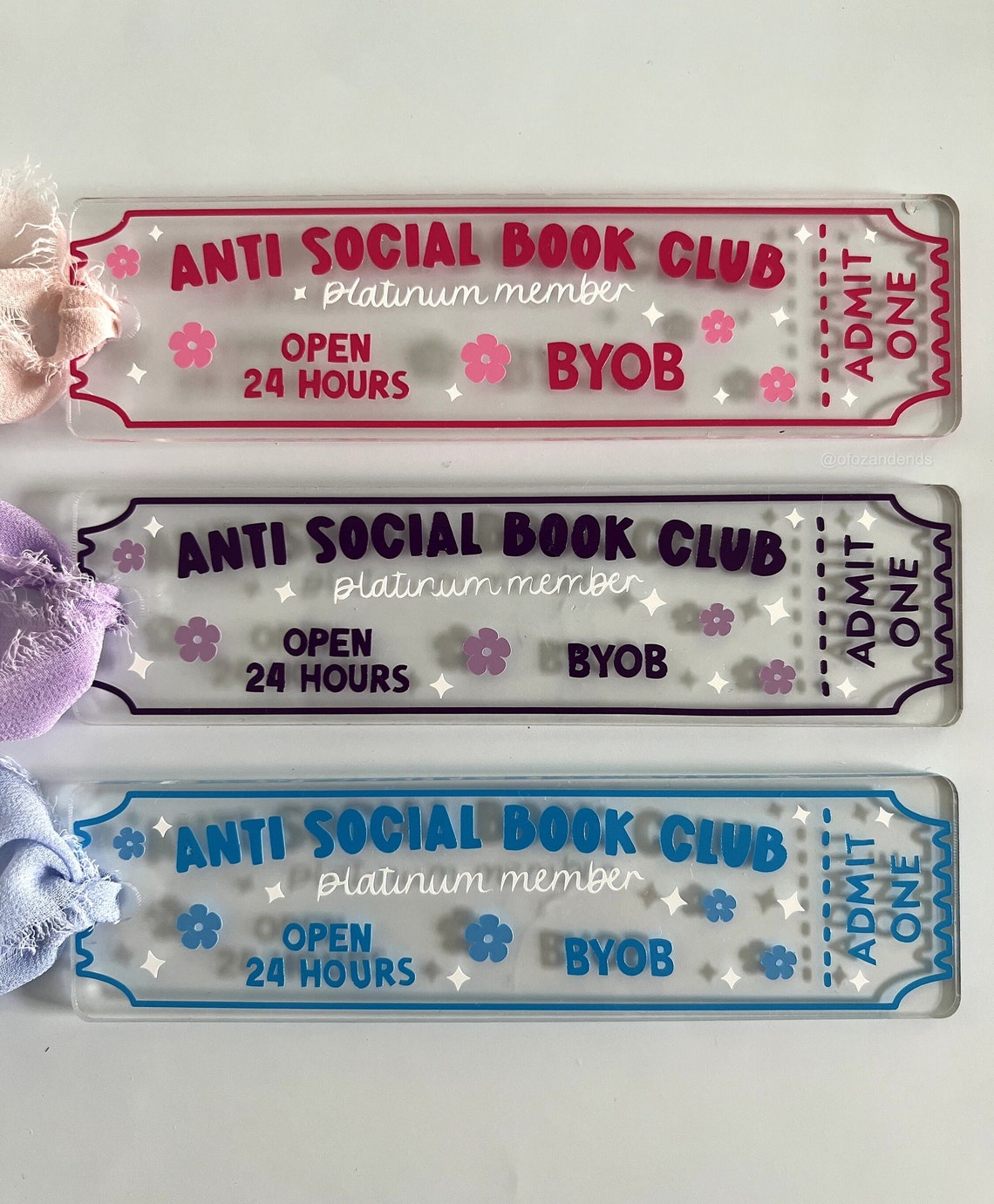 Anti Social Book Club Bookmark | Handmade Acrylic Vinyl Reader Gift - Etsy