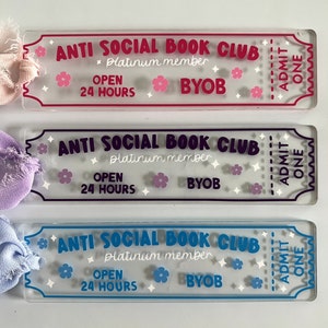 Anti Social Book Club Bookmark | Gifts for Readers | Book Lovers ...