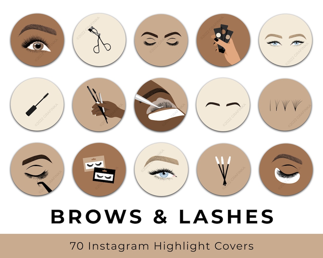 Brows & Lashes Instagram Highlight Covers, Minimalist Neutral Brown ...