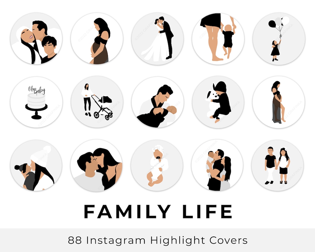 Family Life Instagram Highlight Covers, White Light Gray Black ...