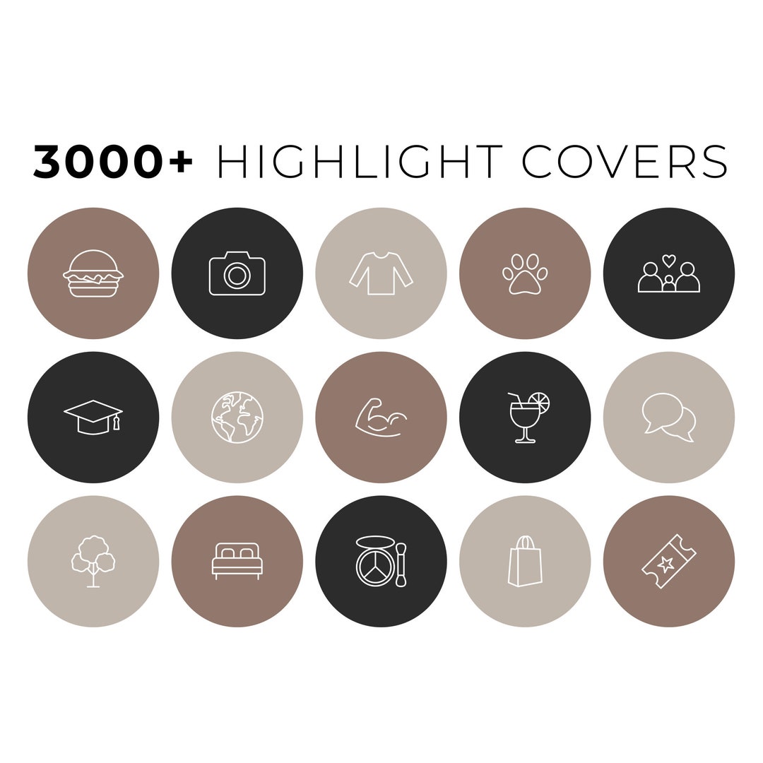 3000 Instagram Highlight Covers, Neutral Ig Story Icon Pack, Minimalist Dark Aesthetic, Social ...