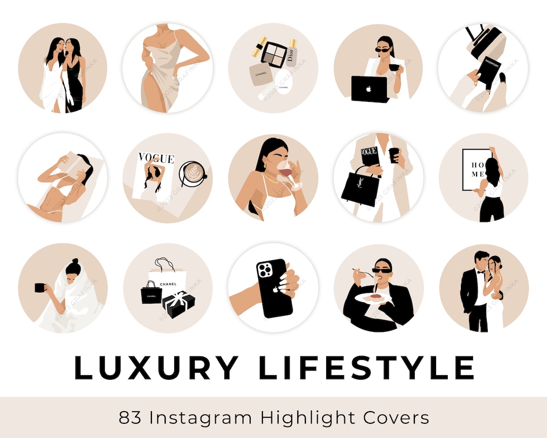 Luxury Lifestyle Instagram Highlight Covers, Social Media Icons for ...
