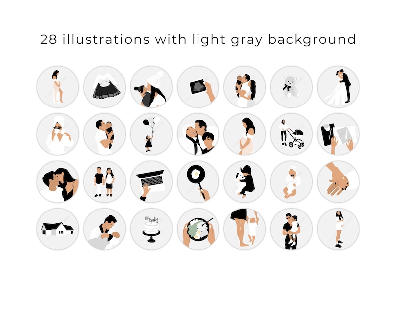 Family Life Instagram Highlight Covers White Light Gray Black - Etsy