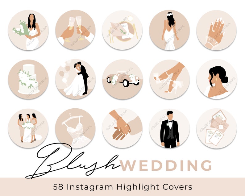 BLUSH Wedding Instagram Story Highlight Covers Influencers - Etsy