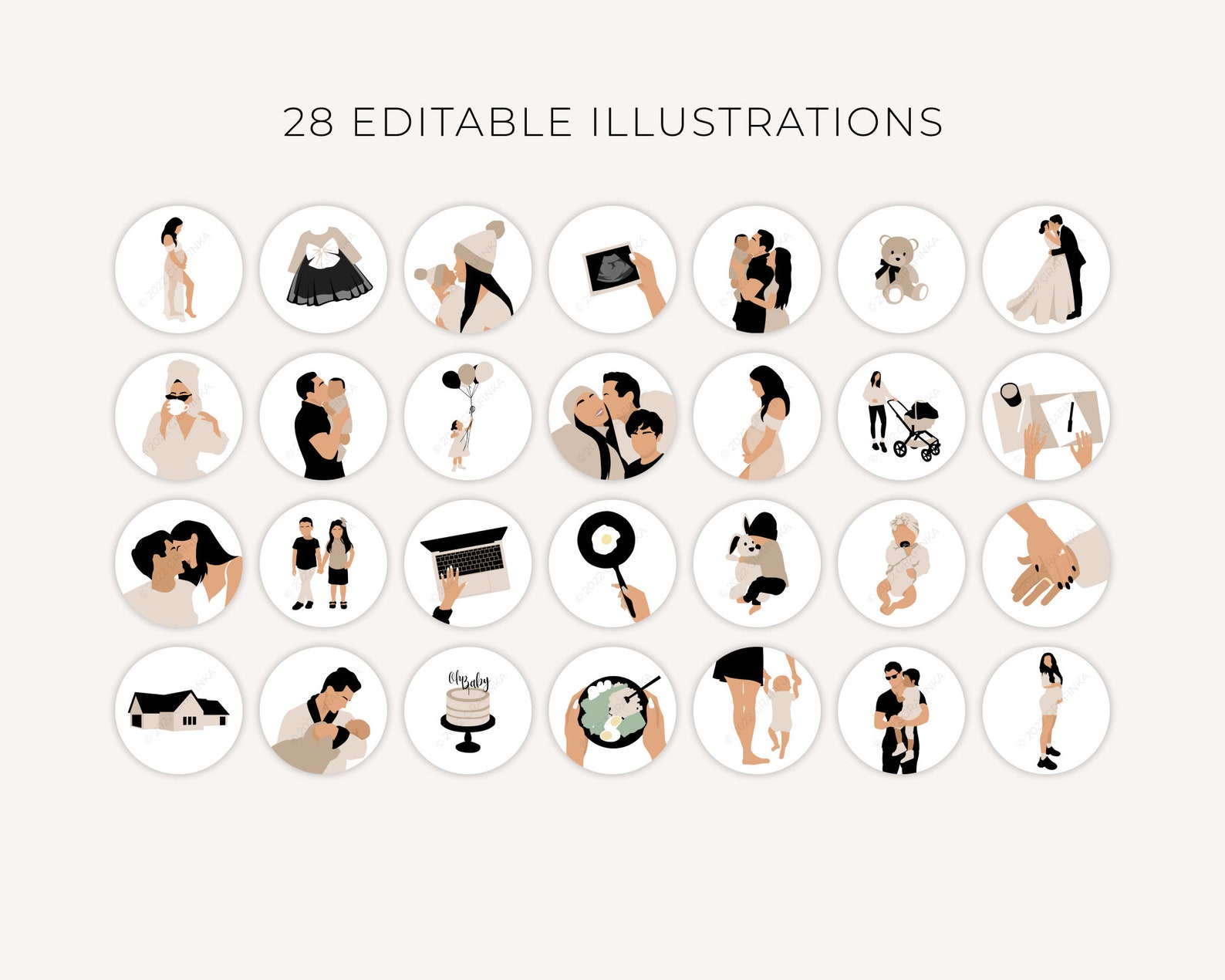 Editable Family Life Instagram Highlight Icon Covers, Canva Custom ...