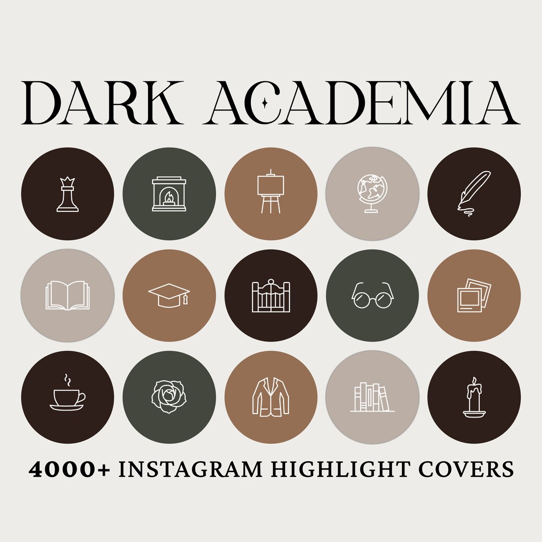 Dark Academia Instagram Highlight Covers, Minimalist Ig Story Icon Pack ...