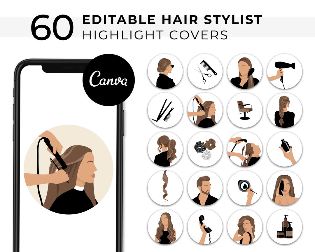 Hair Stylist Instagram Highlight Covers, Editable Hairdresser Social ...