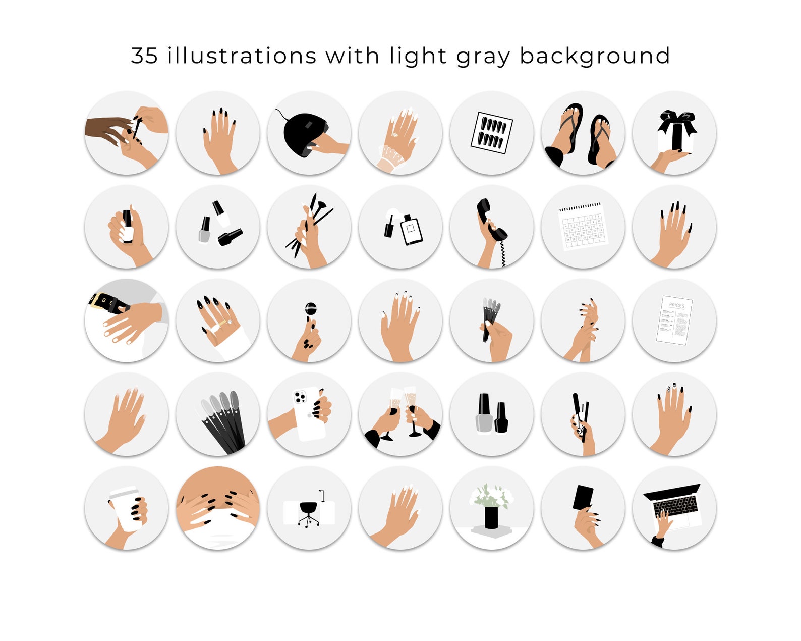 Nail Artist Instagram Highlight Covers, Minimalist White Nail Tech ...