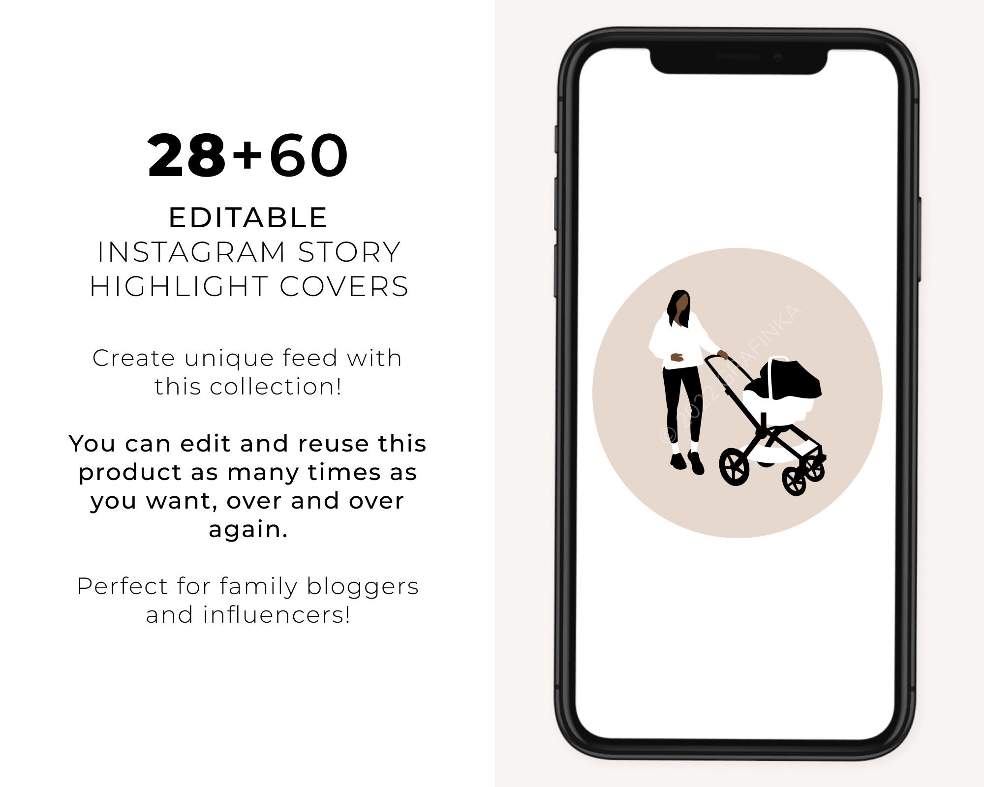 Editable Family Life Instagram Highlight Icon Covers, Canva Custom ...
