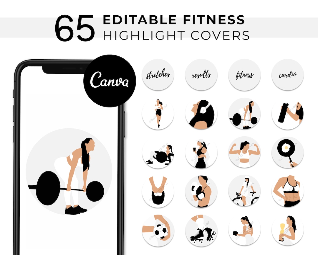 EDITABLE Fitness Instagram Story Highlight Cover, Social Media Icons ...
