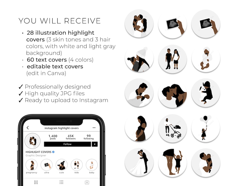 Family Life Instagram Highlight Covers White Light Gray Black - Etsy