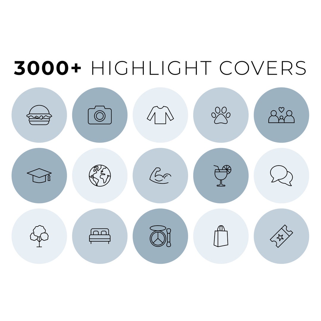 3000+ Instagram Highlight Covers, Blue Ig Story Icon Pack, Minimalist ...