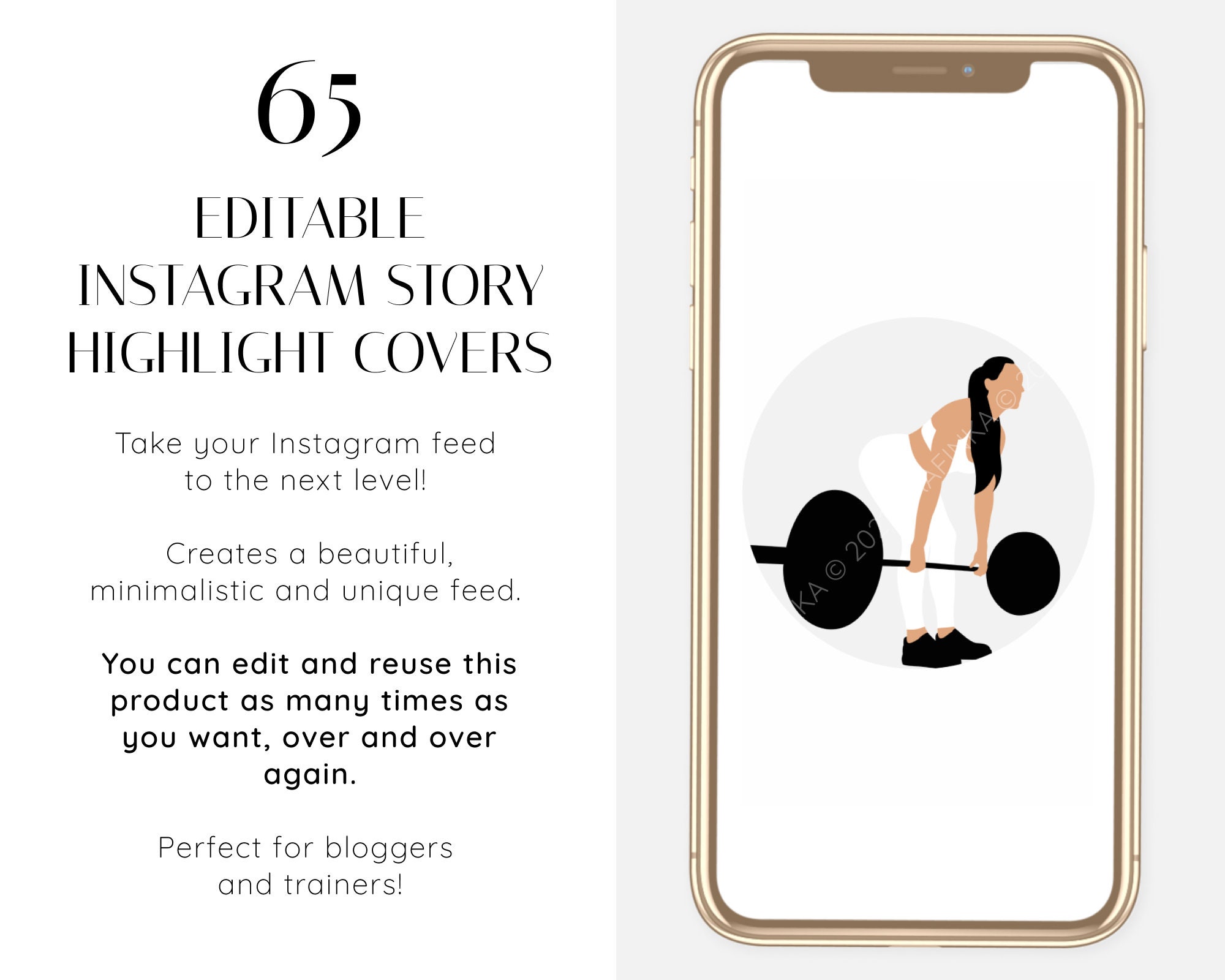 EDITABLE Fitness Instagram Story Highlight Cover, Social Media Icons ...