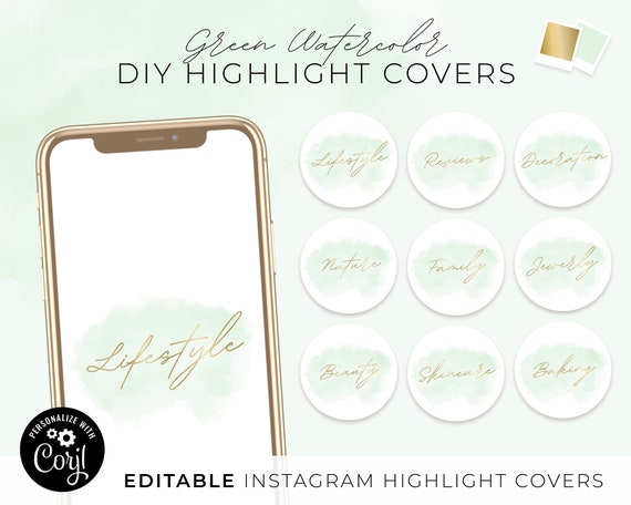 DIY Instagram Highlight Covers Light Green Watercolor Story - Etsy