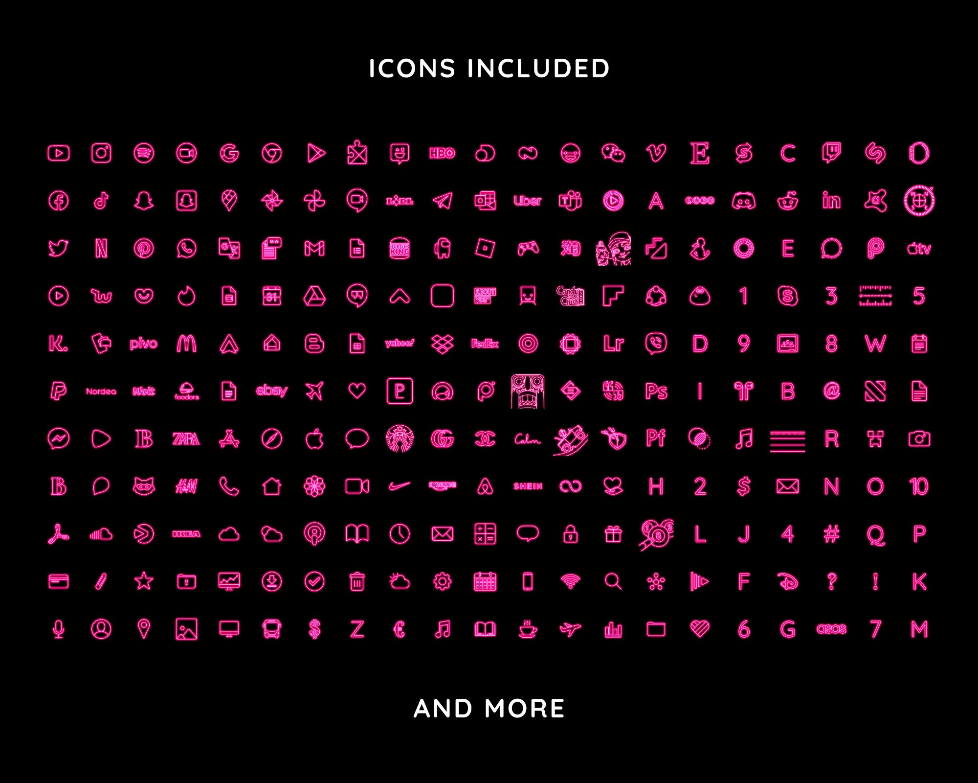 Neon Glow App Icons for Ios 14 Pack Aesthetic iPhone Home - Etsy