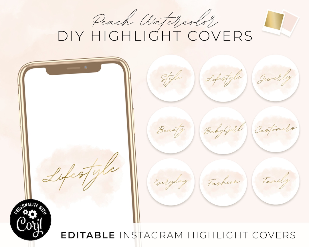 DIY Instagram Highlight Covers, Light Orange Peach Watercolor Beauty ...