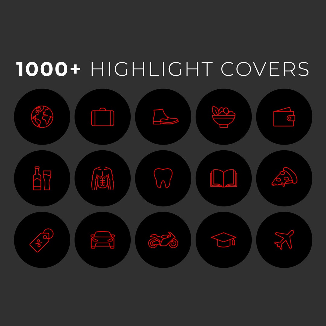 1000+ Instagram Highlight Covers, Red & Black Ig Story Icon Pack, Dark ...