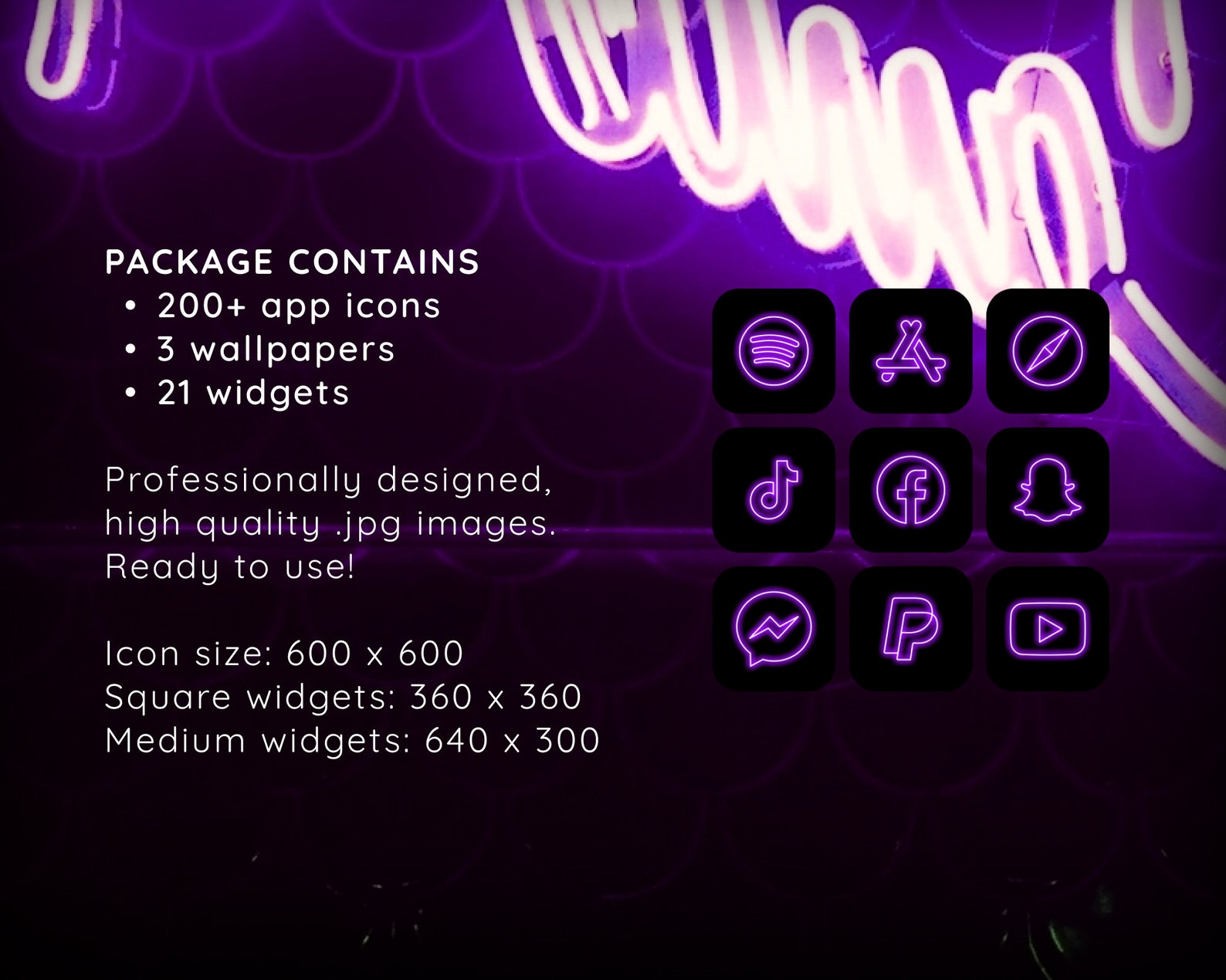 Purple Neon Glow App Icons for Ios 14 Aesthetic Iphone Home - Etsy