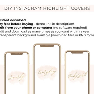 DIY Instagram Highlight Covers, Light Orange Peach Watercolor Beauty ...