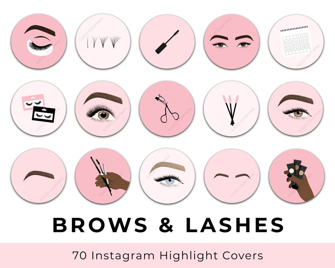 Brows & Lashes Instagram Highlight Covers, Minimalist Pink Lash Brow ...