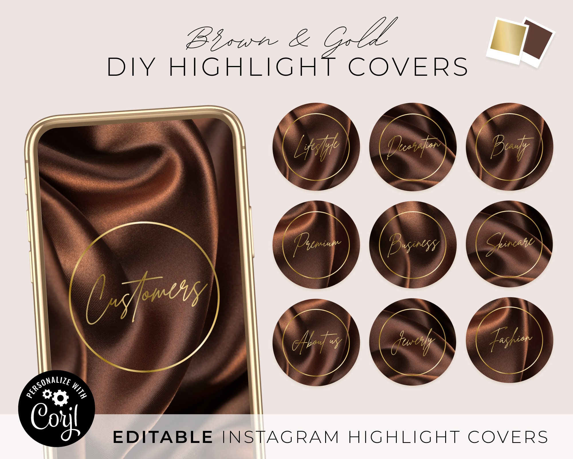 DIY Instagram Highlight Covers Editable Brown Silk Story - Etsy