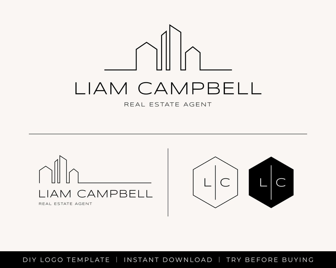 Editable Logo Design, Real Estate DIY Logo, Customizable Professional ...