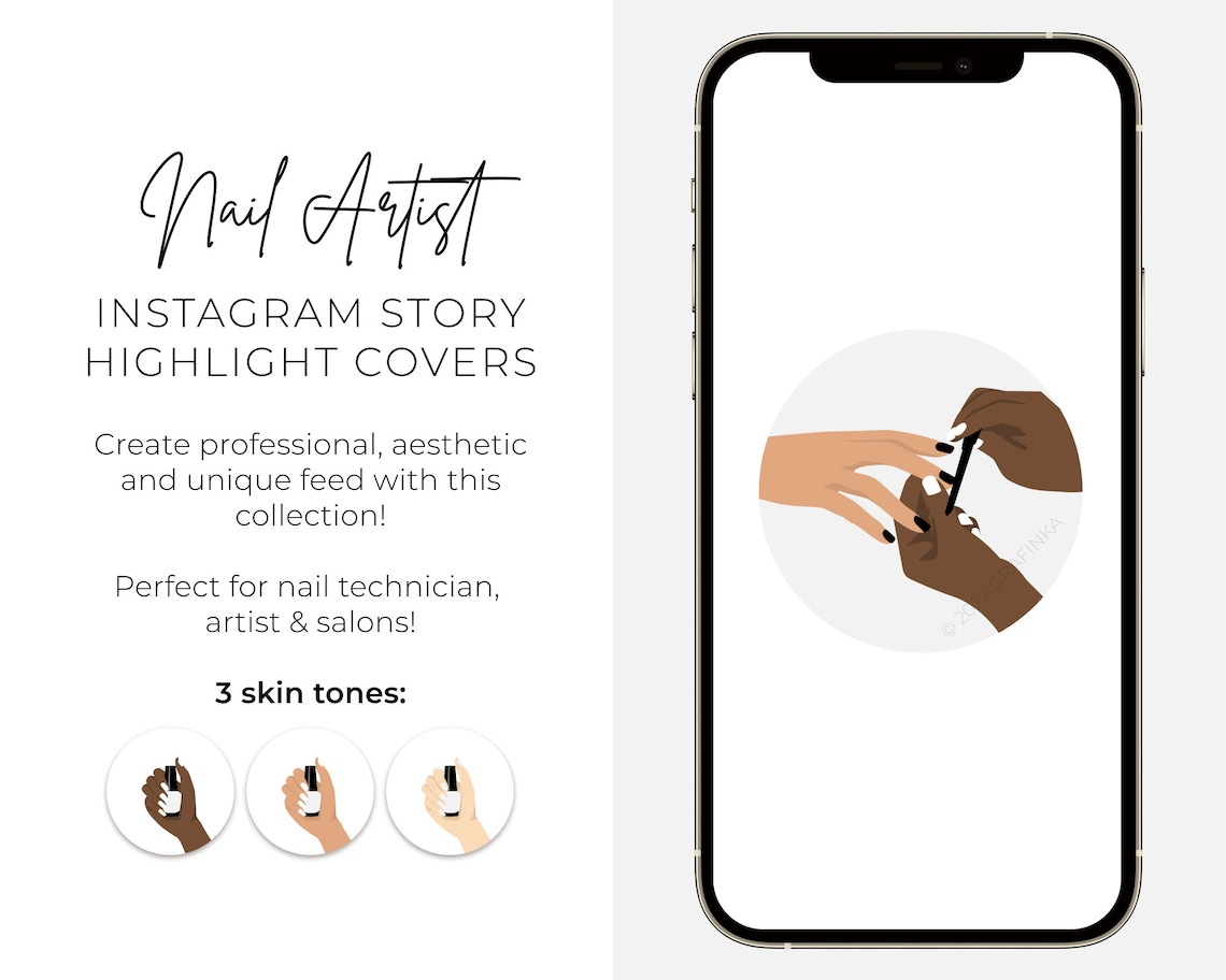 Nail Artist Instagram Highlight Covers, Minimalist White Nail Tech ...