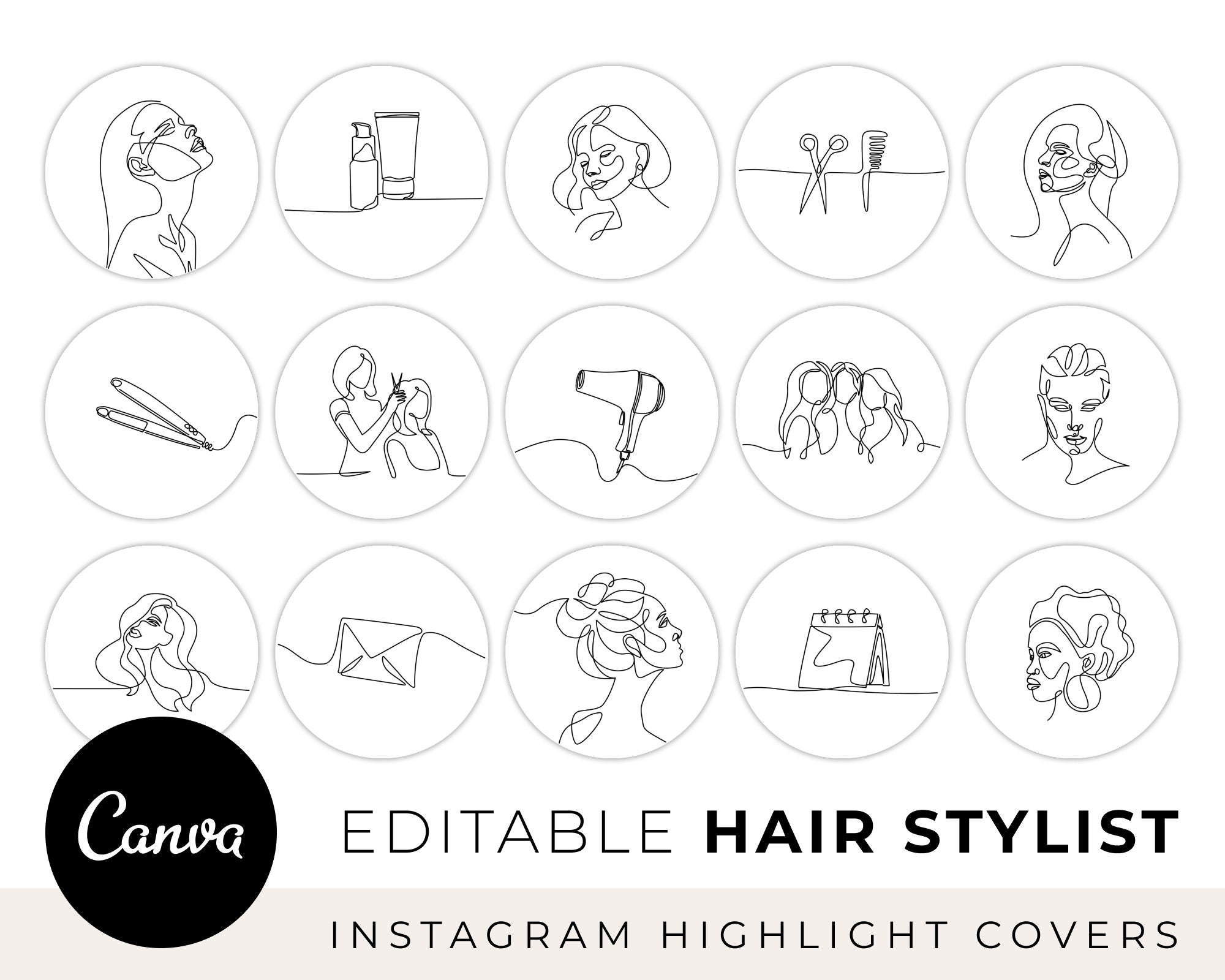Editable Hair Stylist Instagram Highlight Covers, Minimalist Custom ...