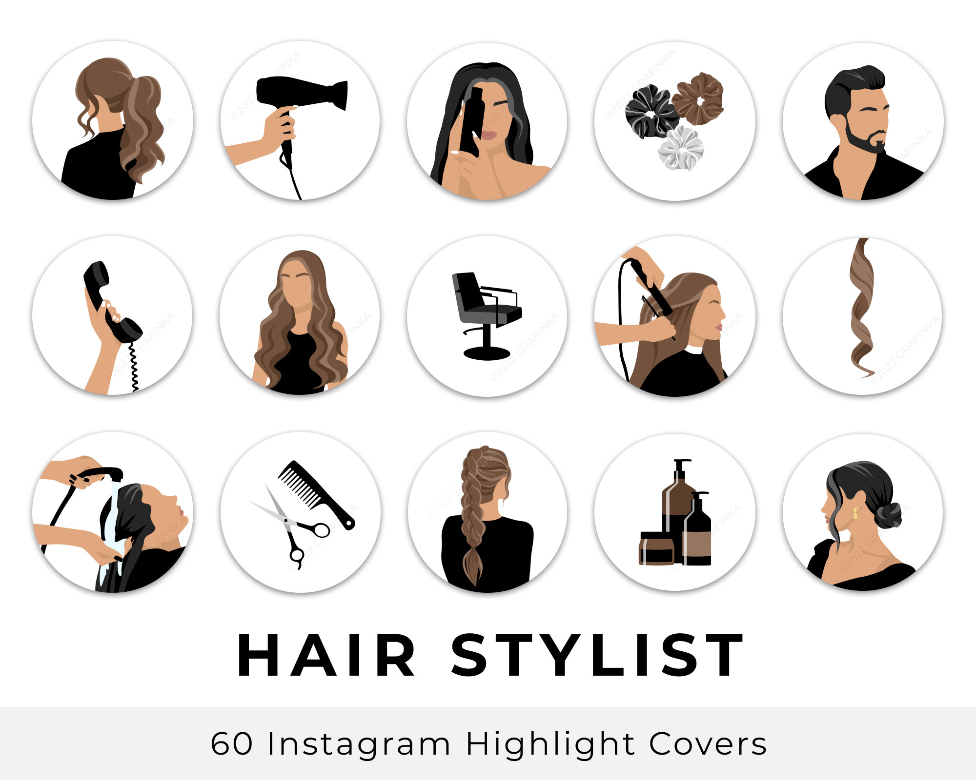 Hair Stylist Instagram Highlight Covers Minimalist White - Etsy