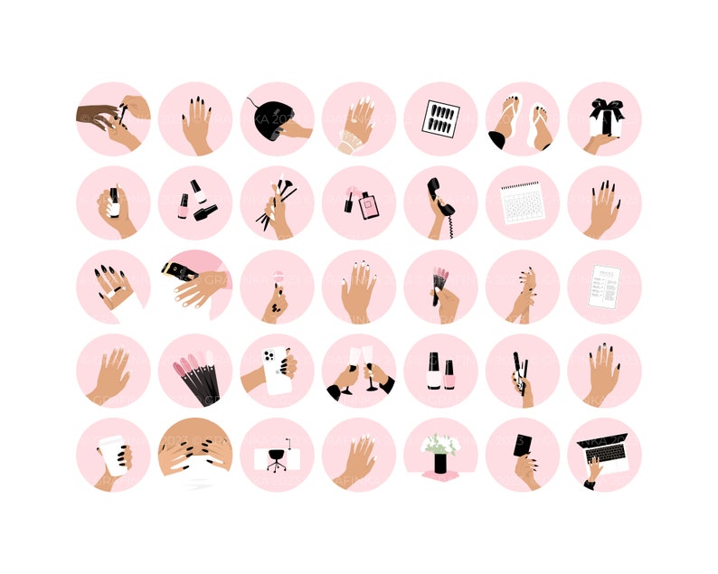Nail Artist Instagram Highlight Covers, Pink Nail Tech Social Media Ig ...