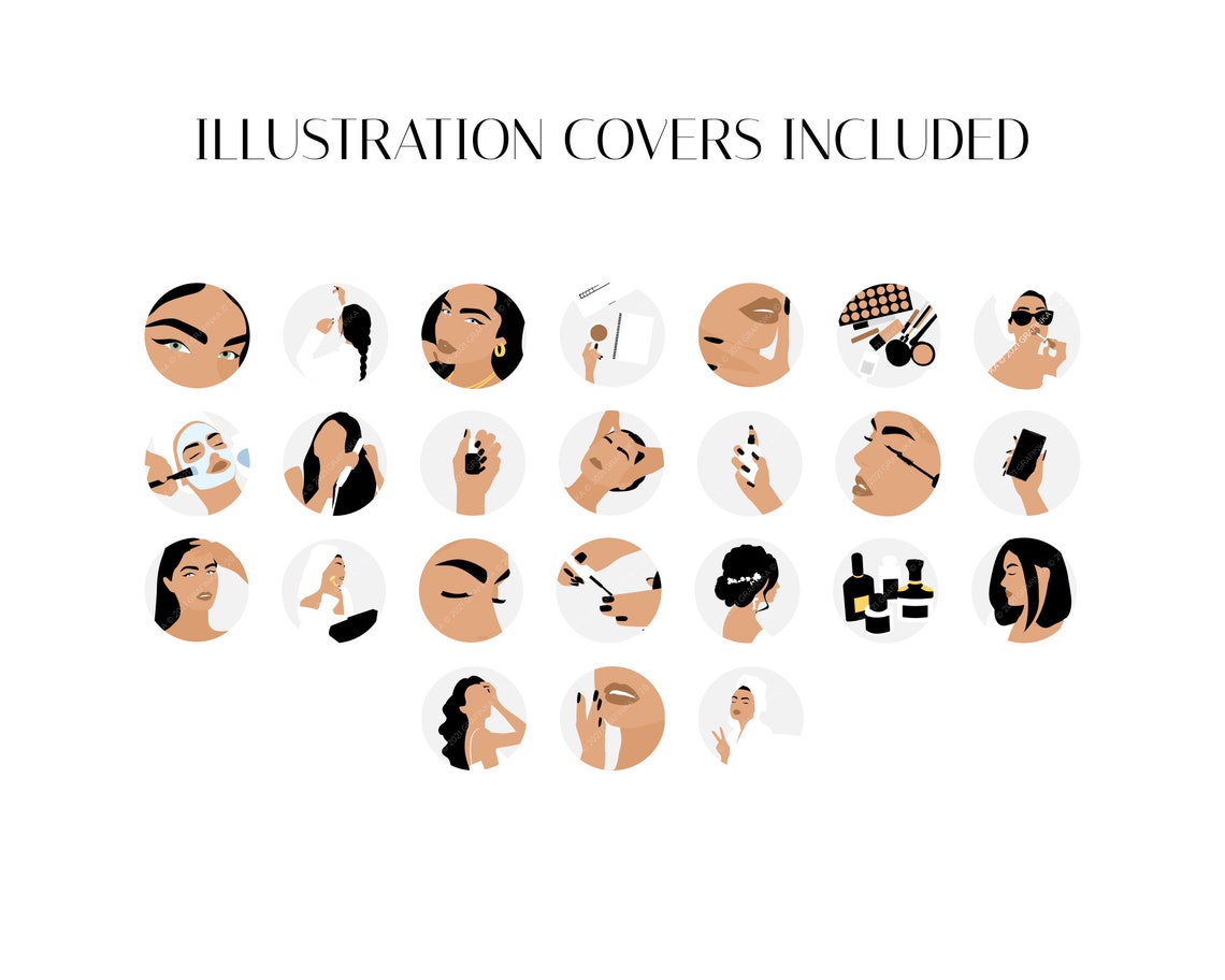 WHITE Beauty Instagram Story Highlight Cover Social Media Icons for ...