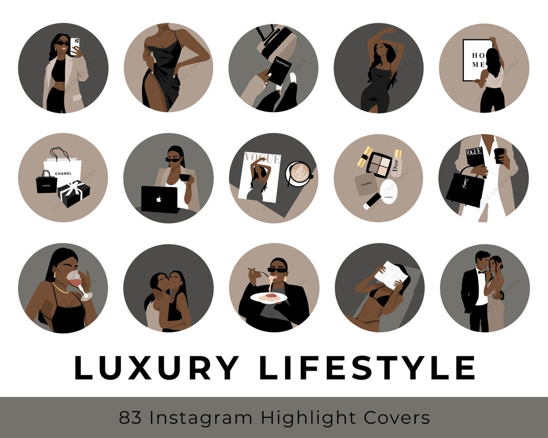 Luxury Lifestyle Instagram Highlight Covers, Social Media Icons for ...