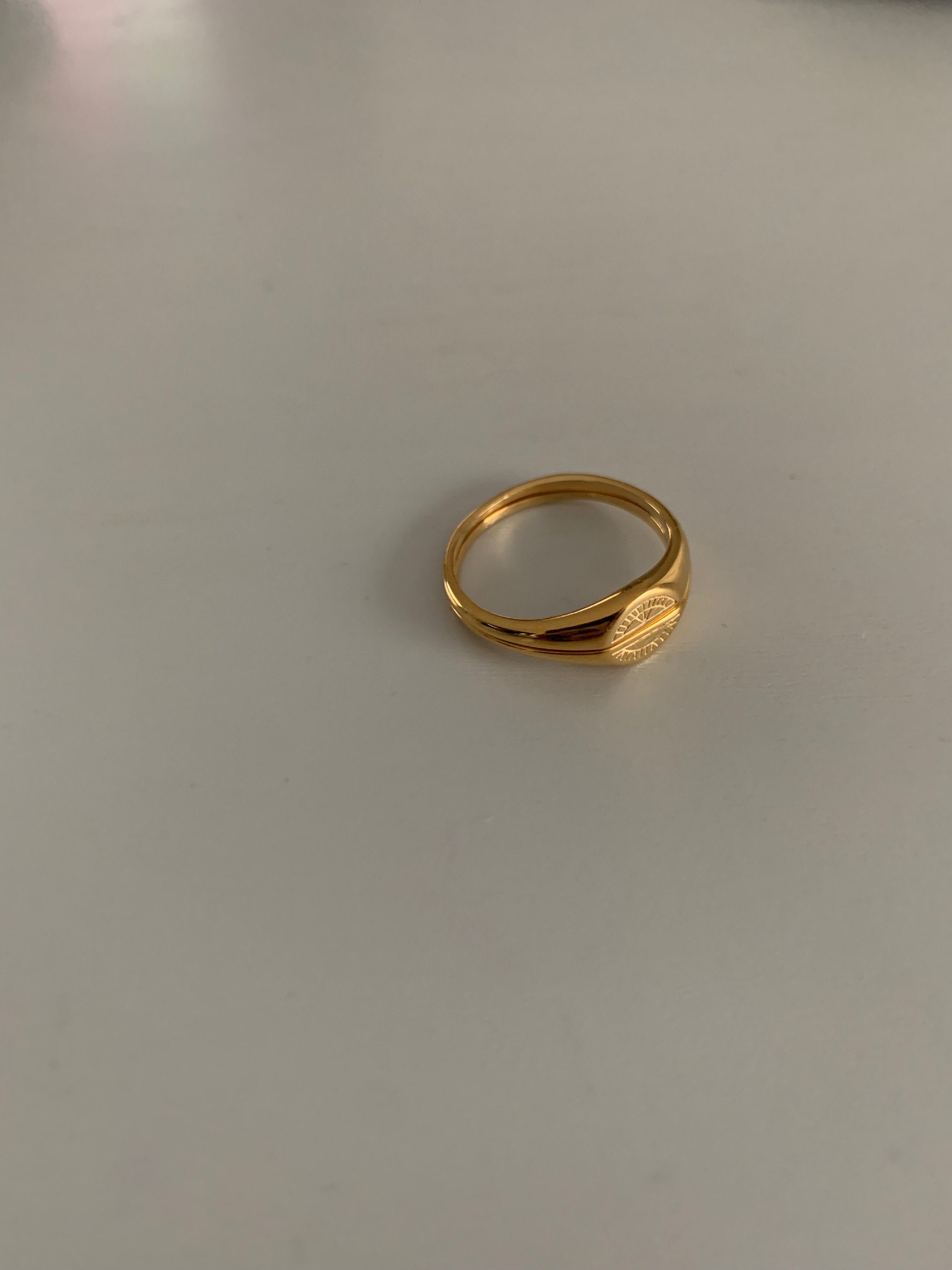 18K Gold Plated Split Sun Signet Ring - Etsy