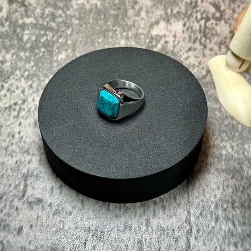 Silver Turquoise Stone Signet Ring - Etsy