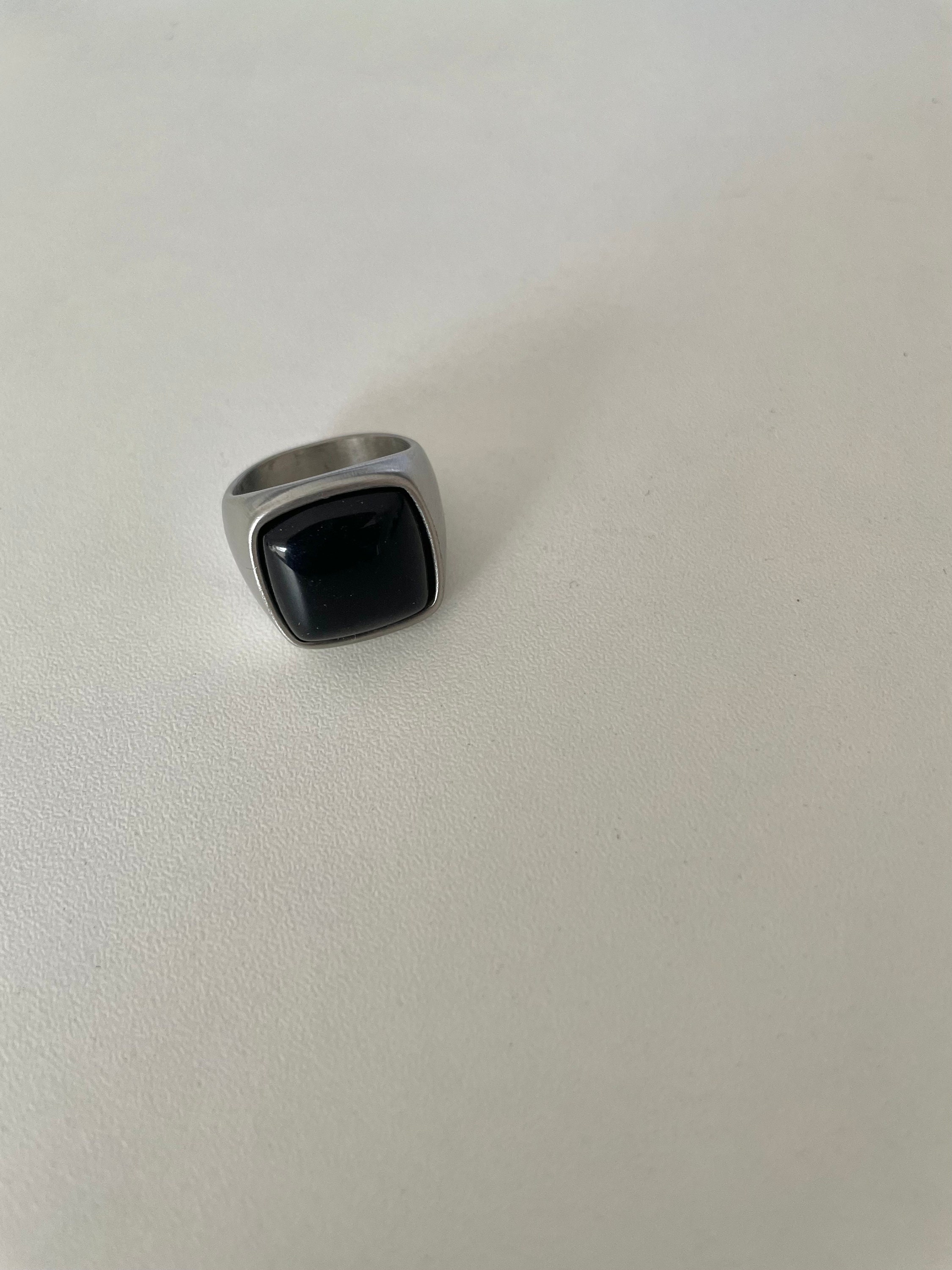 Square Silver Onyx Stone Ring - Etsy