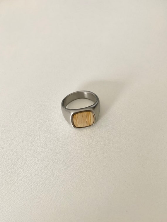 Silver Oak Wood Ring - Etsy