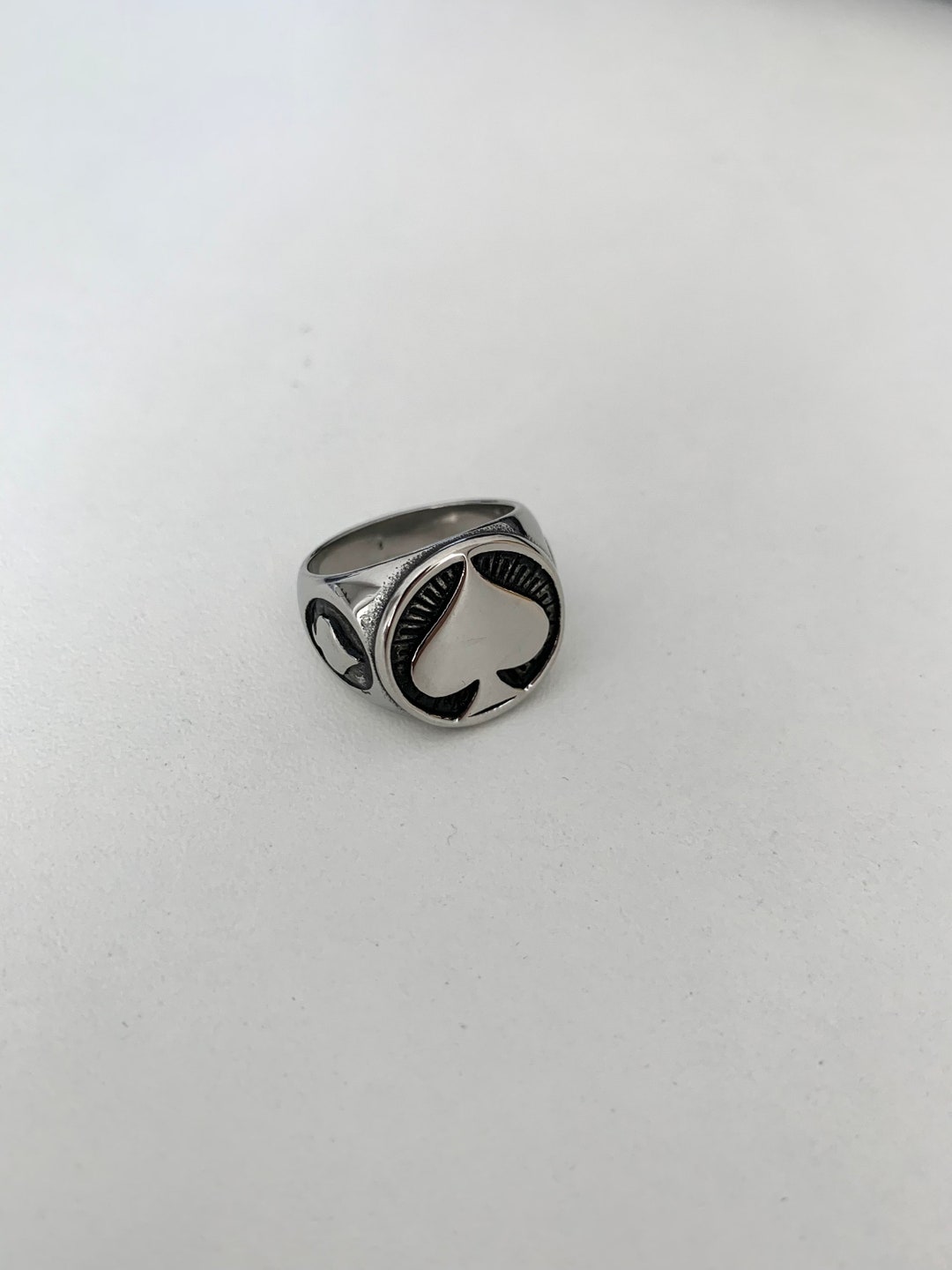 Silver Signet Ace Ring, Playing Card Ring, Mens Silver Ace Ring ...