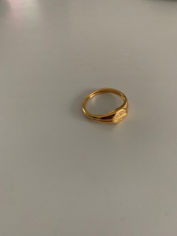 18K Gold Plated Split Sun Signet Ring - Etsy
