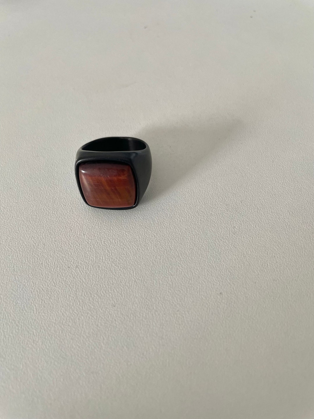 Black Square Tiger Eye Stone Ring, Brown Stone Ring, Brown Gemstone ...