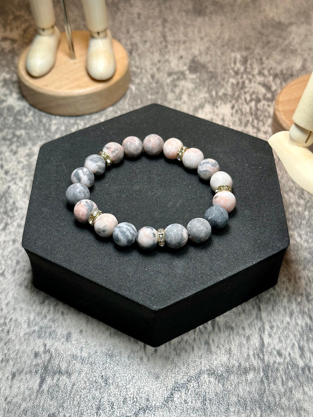 Beaded Bracelet - Pink Pumice Stone - Etsy