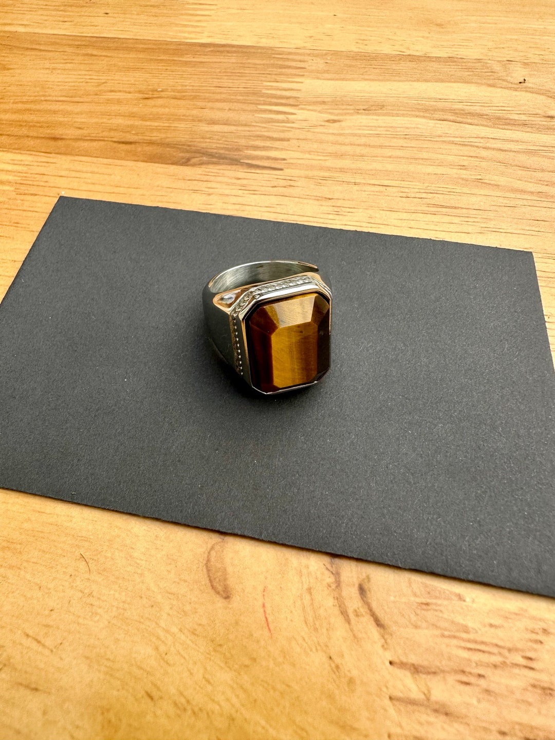 Silver Tiger Eye Stone Signet Ring - Etsy