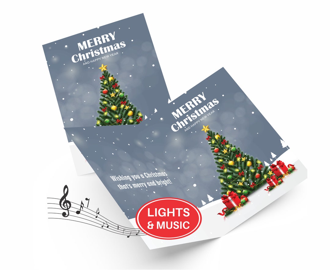 Christmas Tree LIGHTS & MUSIC Card - Musical Card Plays We Wish You a ...