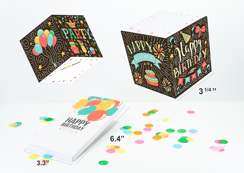 Surprise Exploding Pop up Greeting Card, Happy Birthday With Colorful ...