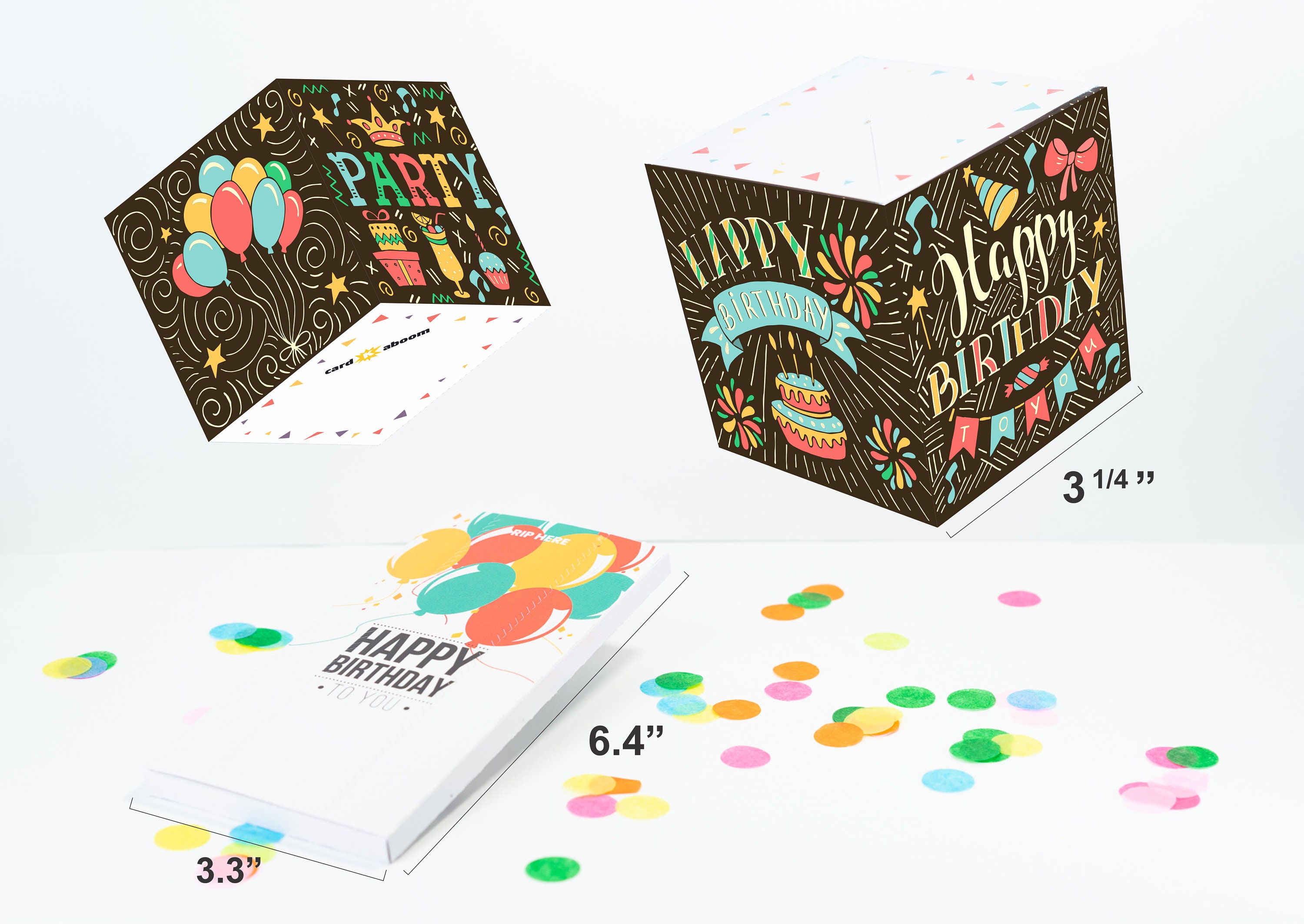 Surprise Exploding Pop up Greeting Card, Happy Birthday With Colorful ...