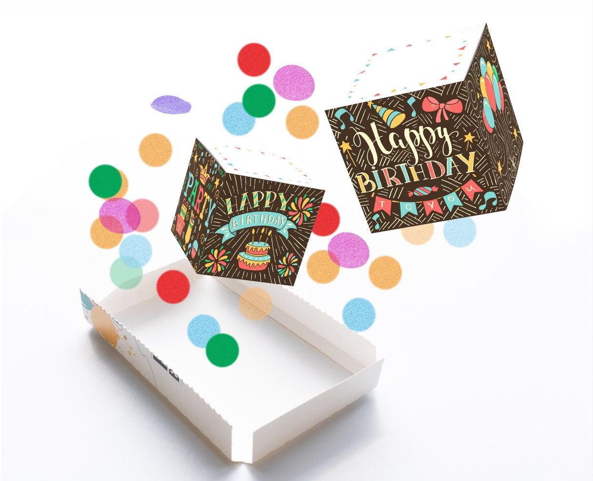 Surprise Exploding Pop up Greeting Card, Happy Birthday With Colorful ...