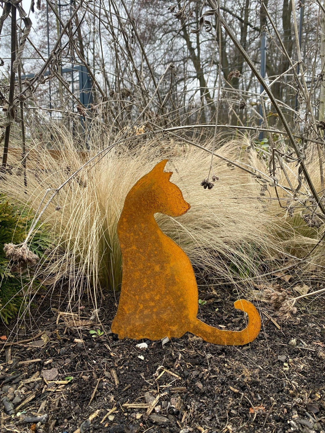 Cat Made of Corten Steel for Your Garden - Etsy