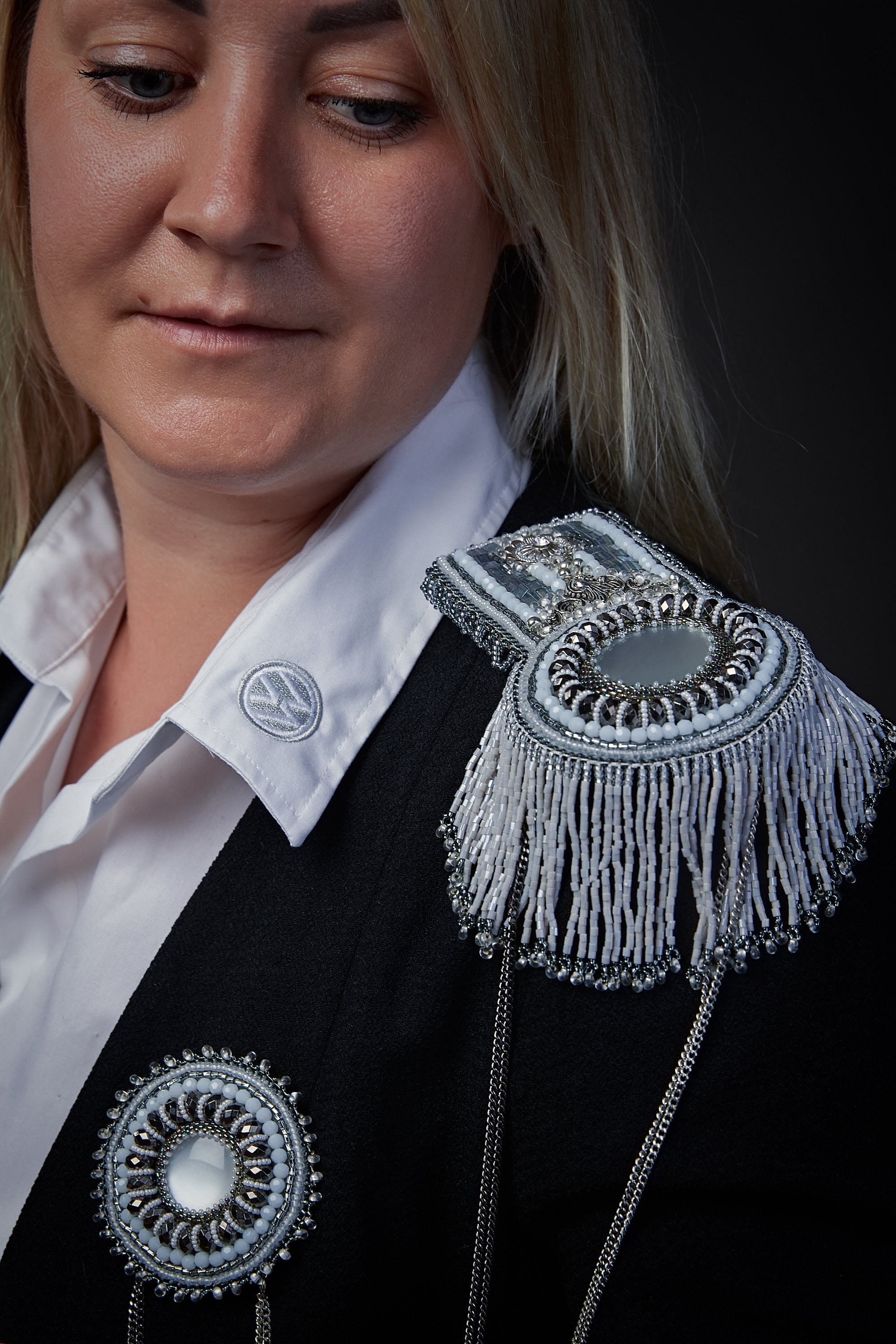 White Epaulette With Brooch.epaulettes Bead Embroidered.fringe ...