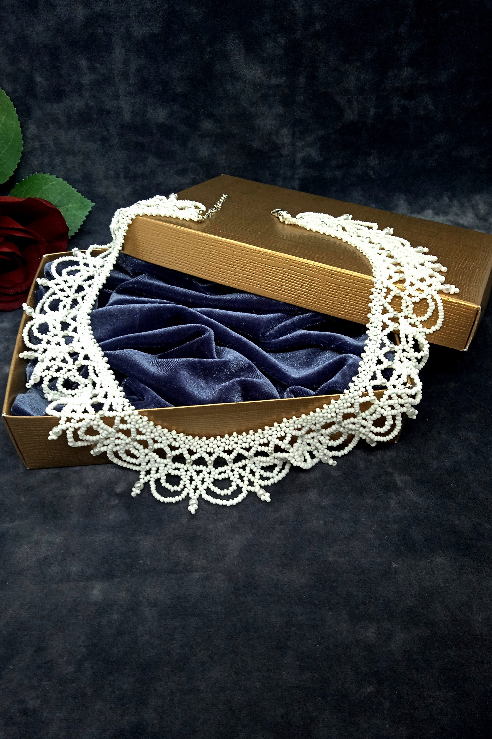 Victorian Style Seed Bead Necklace.gothic Necklace.lace Bead Necklace ...