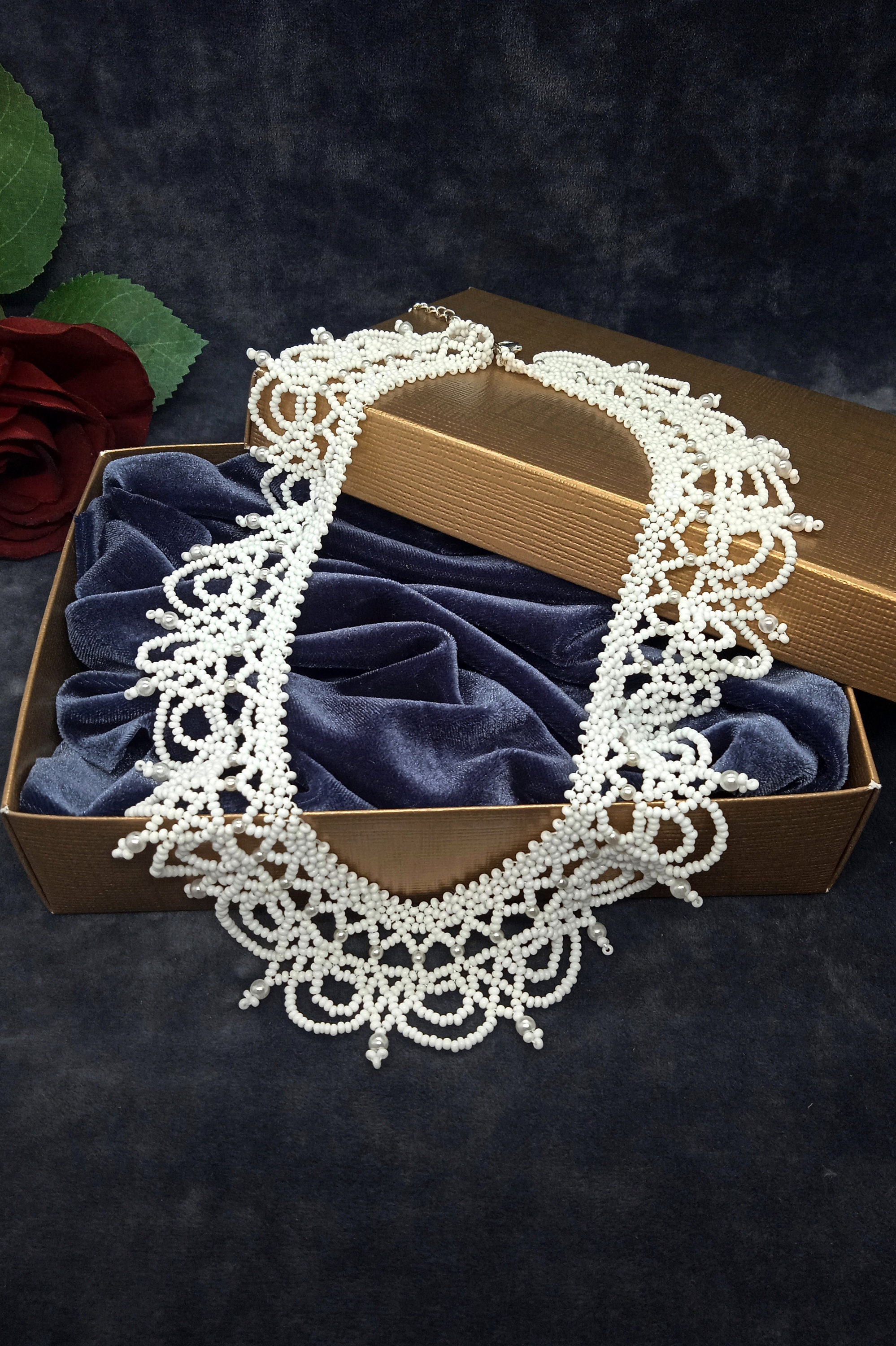 Victorian Style Seed Bead Necklace.gothic Necklace.lace Bead Necklace ...